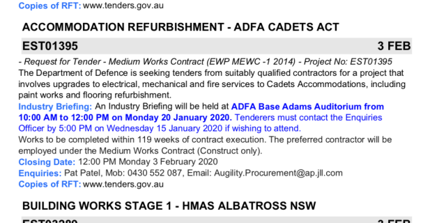 ADM's Defence Week 569 Tenders - Australian Defence Magazine