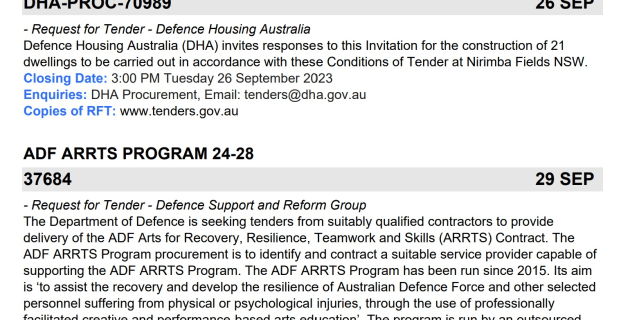 ADM Premium 742 Tenders - Australian Defence Magazine